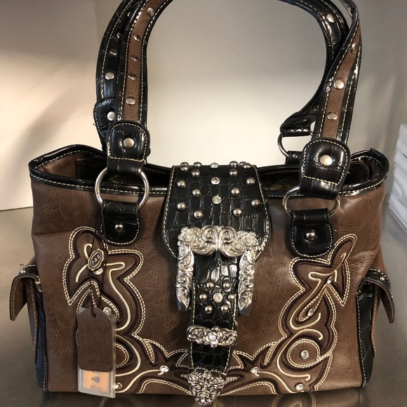 P & G Collection | Bags | Brown Black Concho Buckle Concealed Carry ...